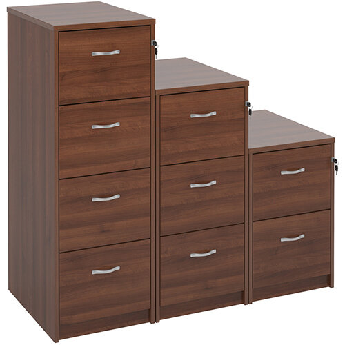 Deluxe 3 drawer filing cabinet with silver handles 1045mm high - beech ...