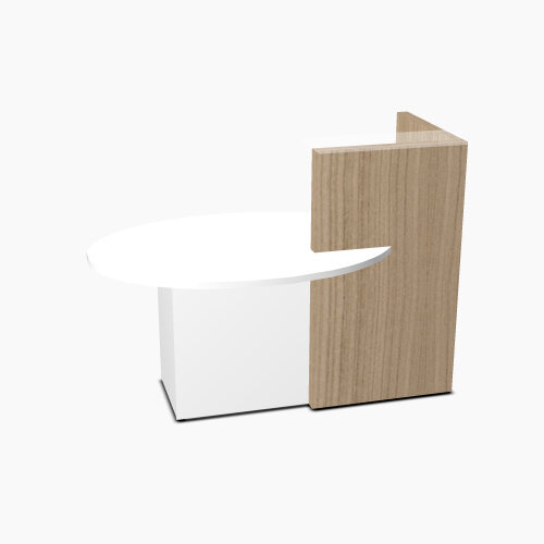 Ovo Small Reception Desk Cocoa with Right White Pastel Low Level ...