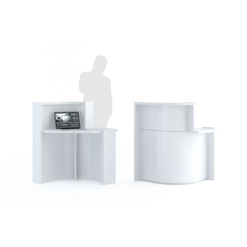 Wave Modern Design Small Reception Desk White Counter Top with Right ...