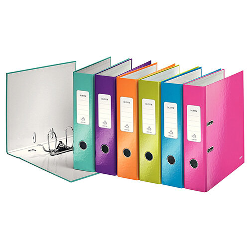 Leitz 180 Wow 80mm Purple A4 Lever Arch File Pack of 10 - Hunt Office UK