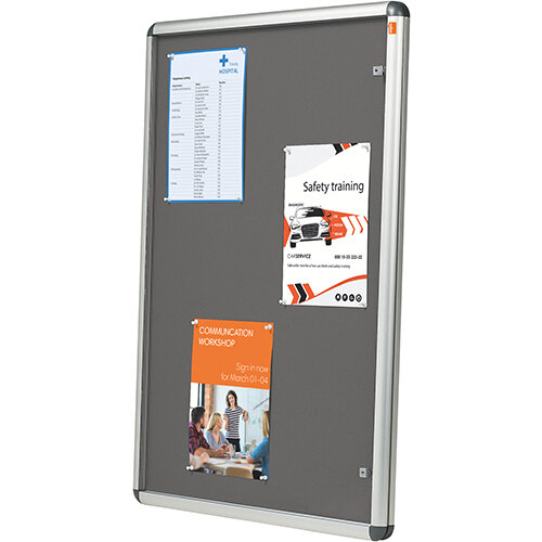 Nobo Display Cabinet Noticeboard A1 Lockable Grey - Hunt Office UK