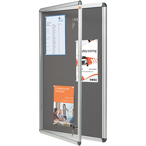 Nobo Display Cabinet Noticeboard A1 Lockable Grey - Hunt Office UK