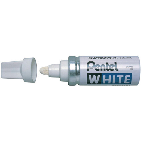 Pentel 100W White Permanent Marker Bullet Tip Broad Pack 12 - Hunt ...