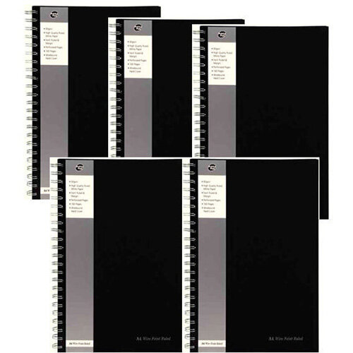 Pukka Pad A4 Wirebound Manuscript Book Black 160 pages Ruled Feint and ...