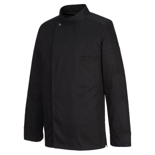 Portwest C835 Surrey Long Sleeve Chef Jacket Black Medium - Hunt Office UK