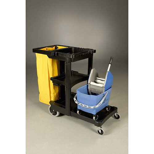Rubbermaid Cleaning Cart Janitor Cart With 2 Fixed Casters & 2 Swivel ...