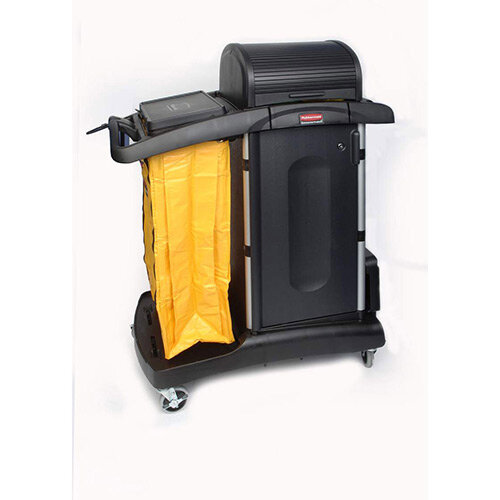 Rubbermaid Housekeeping Service Cart with Color Coded Pails Black ...