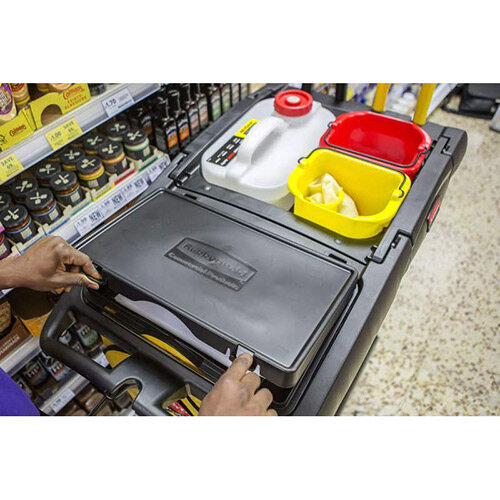 Rubbermaid Housekeeping Service Cart with Color Coded Pails Black ...