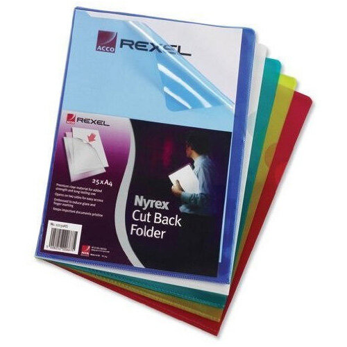 Rexel Nyrex Cut Flush Folder A4 Assorted Pack 25 - Hunt Office UK