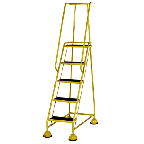 5 Rubber Tread Yellow Mobile Safety Steps With Handrail Height 1.94m ...