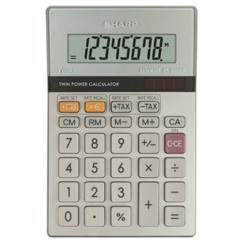 Sharp Desktop Calculator Euro Battery Solar-power EL330ERB - Hunt Office UK