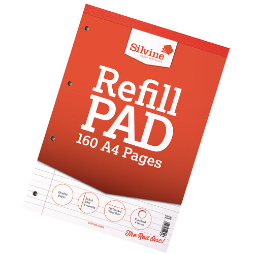 Silvine A4 Refill Pad Headbound Perforated Punched 160 Pages Pack 6 ...
