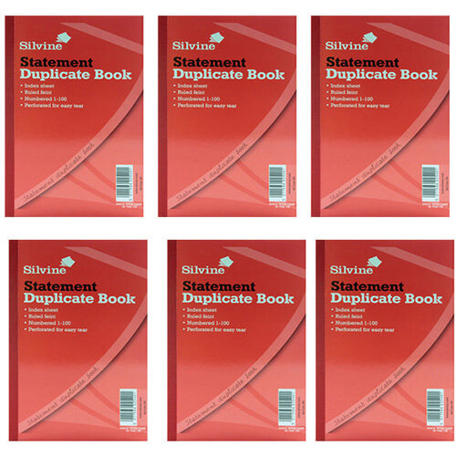 Silvine Red Duplicate 8x5" Statement Book Pack of 6 609 - Hunt Office UK