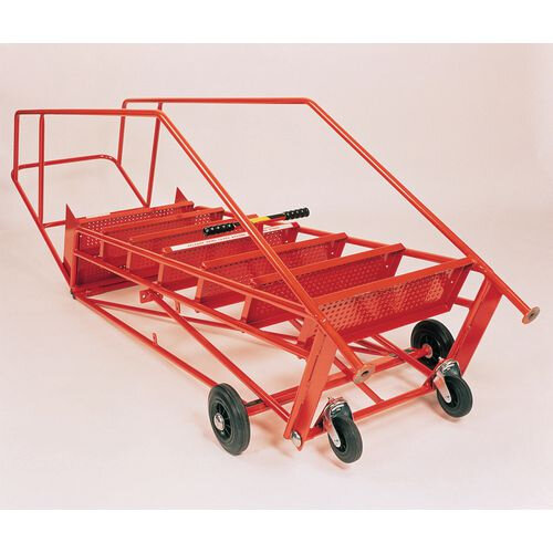 Folding Red Mobile Steps Max Height 4M Platform Height 3M - Hunt Office UK