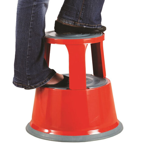 Steel Mobile Safety Step Stool Red - Hunt Office UK