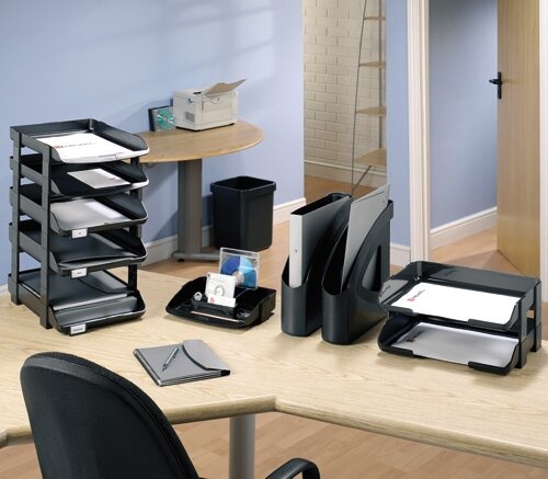 Rexel Agenda Classic Letter Tray Risers Charcoal Pack 5 - Hunt Office UK