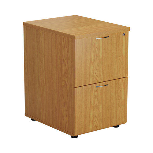 Desk High 2 Drawer Filing Cabinet 600mm Deep Nova Oak - Hunt Office UK