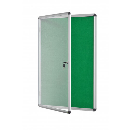 Bi-Office Enclore Green Felt Lockable Noticeboard Display Case 20 x A4 ...
