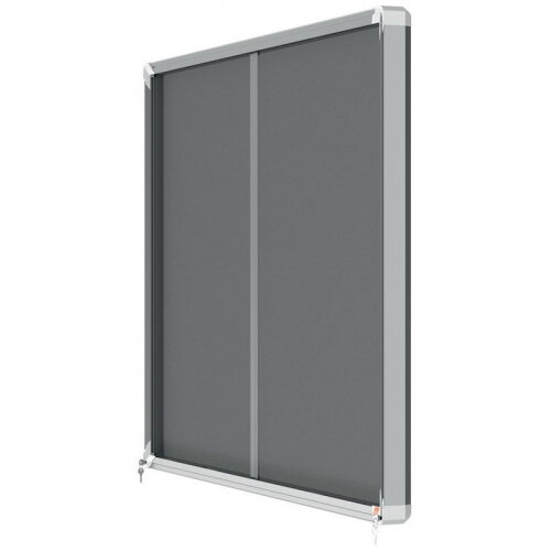 Nobo Premium Plus Grey Felt Lockable Noticeboard Display Case 18 x A4 ...