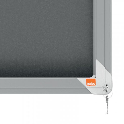 Nobo Premium Plus Grey Felt Lockable Noticeboard Display Case 18 x A4 ...