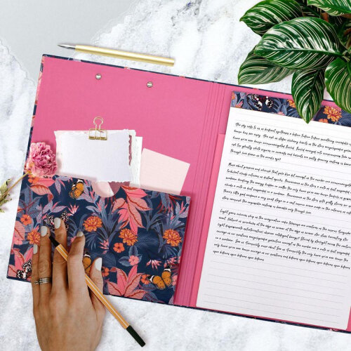 Pukka Bloom A4 Padfolio Blue Floral With Matching Refill Pad 9580-BLM ...