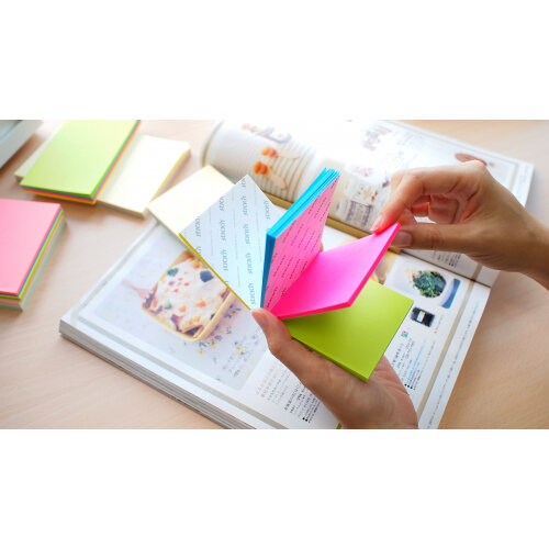 Stickn Magic Sticky Notes 76x76mm 100 Sheets Neon Colours (Pack 12 ...