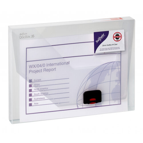 A4 Box File Clear Plastic Push Lock 35mm Spine Snopake - Hunt Office UK