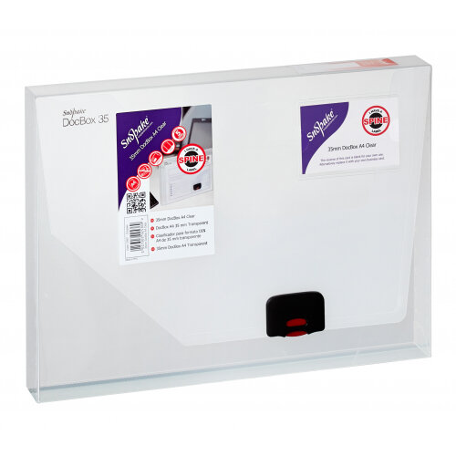 A4 Box File Clear Plastic Push Lock 35mm Spine Snopake - Hunt Office UK