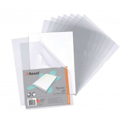 Rexel Nyrex A4 Cut Flush Folder Clear 12153 Pack 25 - Hunt Office UK