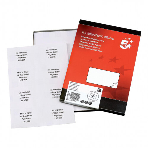 Multifunction 8 Per Sheet Labels 5 Star 105x71mm (800 Labels) - Hunt ...