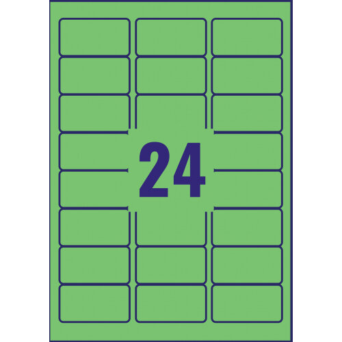 Avery Green Coloured Labels Laser 63.5x33.9mm 20 x 24 Labels (480 in ...