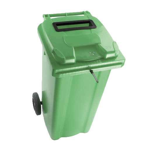 Confidential Waste Wheelie Bin 120 Litre with Slot and Lid Lock Green ...