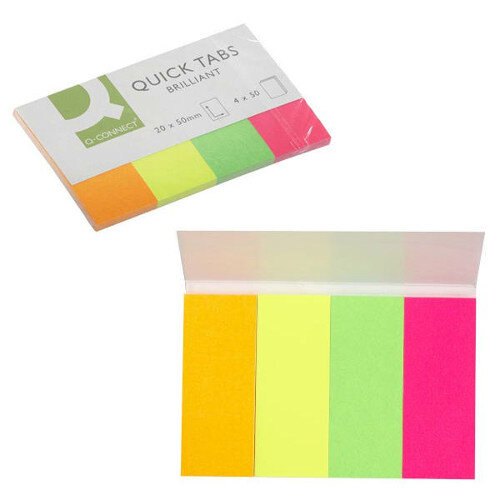 Q-Connect Quick Tabs 20x50mm Neon Pack of 4x40 KF01226 - Hunt Office UK