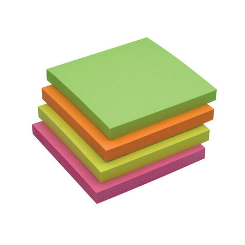 Q-Connect Quick Note Repositionable Pad 76x76mm Pack of 12 Assorted ...