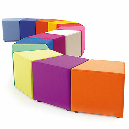 Link Segment Angled Cube Stool Orange - Fully Upholstered in Durable ...