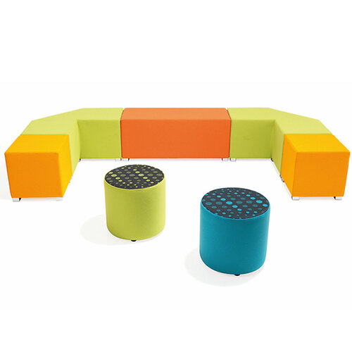 Link Radius Circular Stool Pink - Fully Upholstered in Durable 2 Tone ...