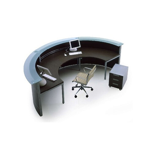 Circular Reception Unit Wenge Finish Glass Counter Top Luna RD54 - Hunt ...
