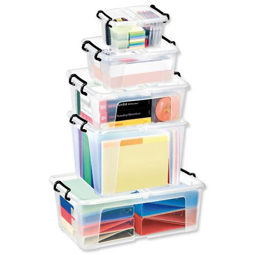 Strata Smart Storage Box With Clip On Lid 6 Litres Clear - Hunt Office UK