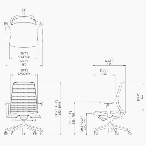 Koplus TONIQUE Ergonomic Posture Black Mesh Task Operator Office Chair ...