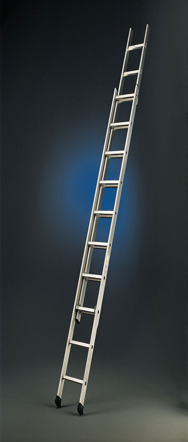EN-131 Two Section Push-up Aluminium 20 Rung Ladder Height 2.9m 115kg ...