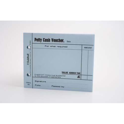 Guildhall Petty Cash Voucher Pad 127x101mm Blue 100 Pages (Pack 5 ...