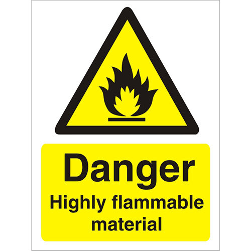 Warning Sign 300x400 1mm Danger Highly Flammable Material Pack of 1 ...