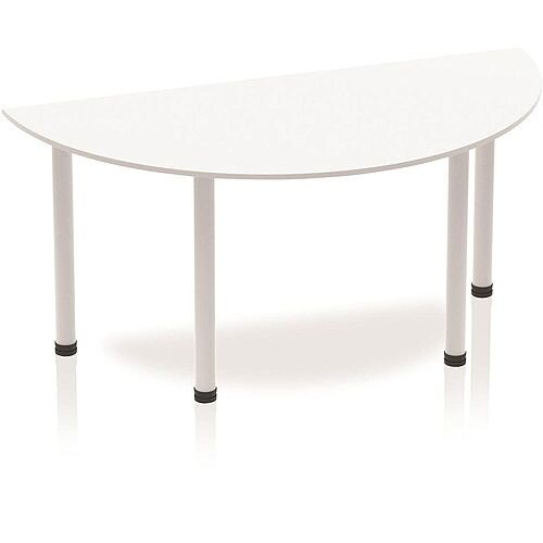 Impulse Modular Semi-Circular Table White with Silver Tubular Steel ...