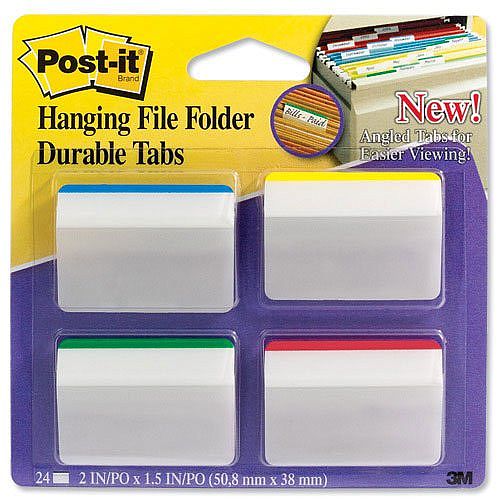 Post-it Index Filing Tabs Strong Six Each of 4 Colours Assorted Pack 6 ...