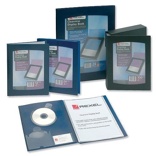 Rexel Clearview 24 Pocket Display Book A4 Black 10320BK - Hunt Office UK