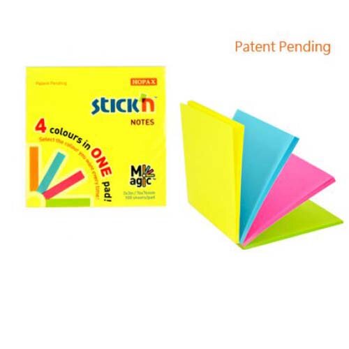 Stickn Magic Sticky Notes 76x76mm 100 Sheets Neon Colours (Pack 12 ...