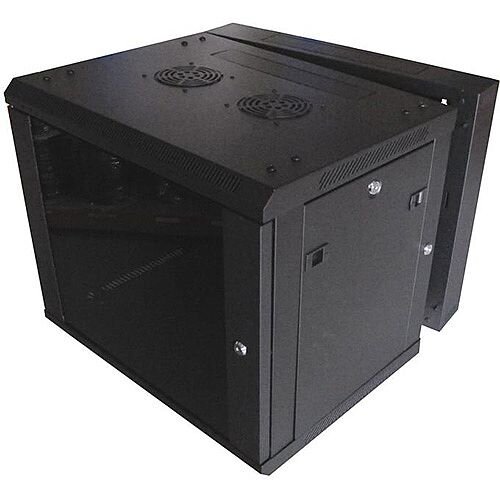 12u Black 2 Section Wall Box 100mm deep 19 inch - Hunt Office UK