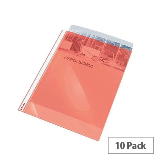 A4 Red Punched Pockets 55 Micron Esselte Pack 10 - Hunt Office UK