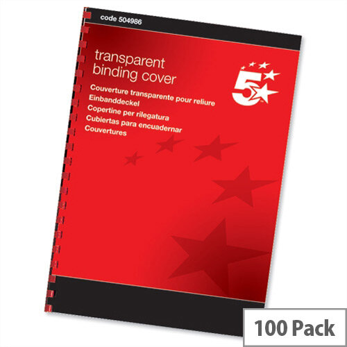 Comb Binding Covers 5 Star Office 100-Pack A4 Clear PVC - 150 Micron ...