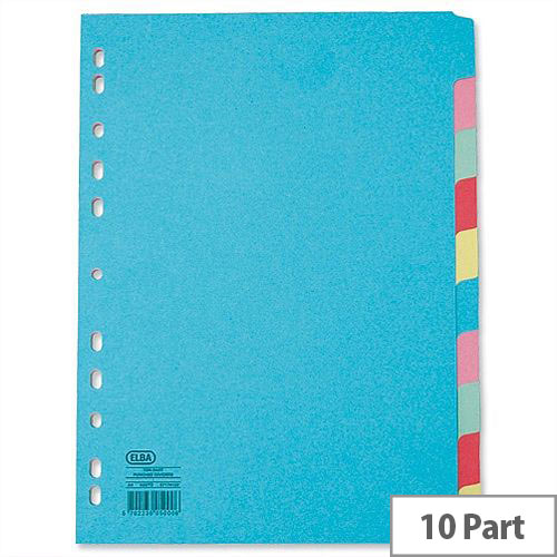 Elba Extra Wide A4 File Dividers Assorted Colours 100080807 - Hunt ...